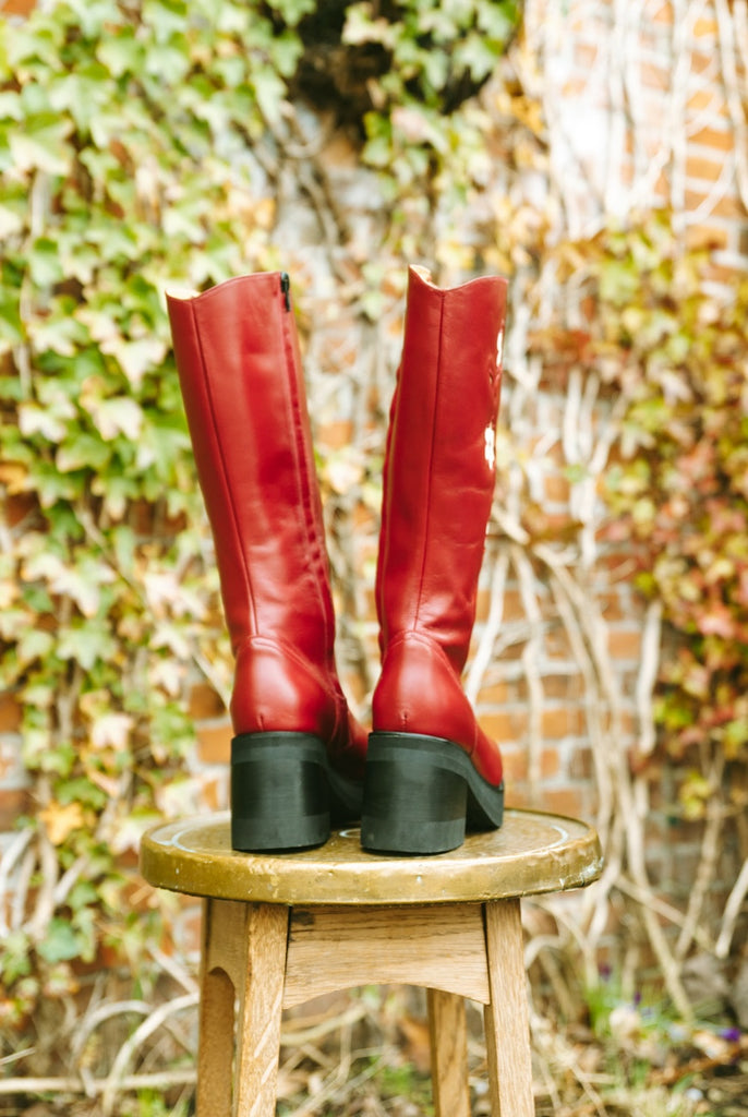 Platform Flower Boots Bordeaux – Dandelie