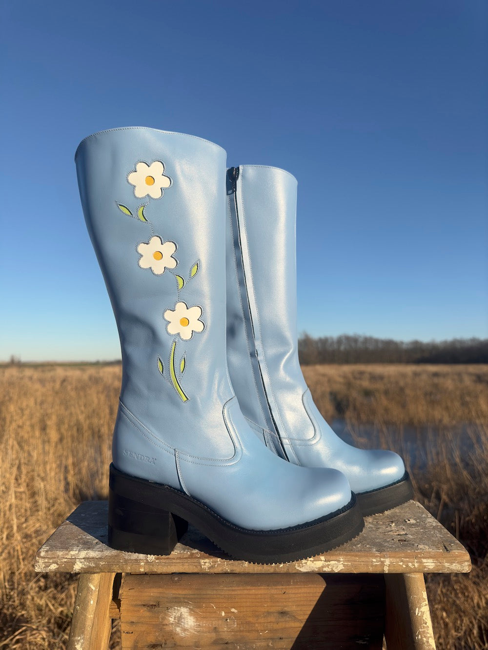Platform Flower Boots Blue – Dandelie